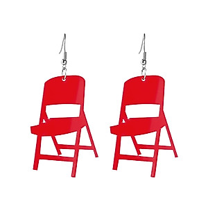 Shining Folding Chair Dangle Earrings Fashion Handmade Colorful Chair Shape Resin Acrylic Earrings Folding Chair Pendant Earrings for Women Gifts Jewelry-6