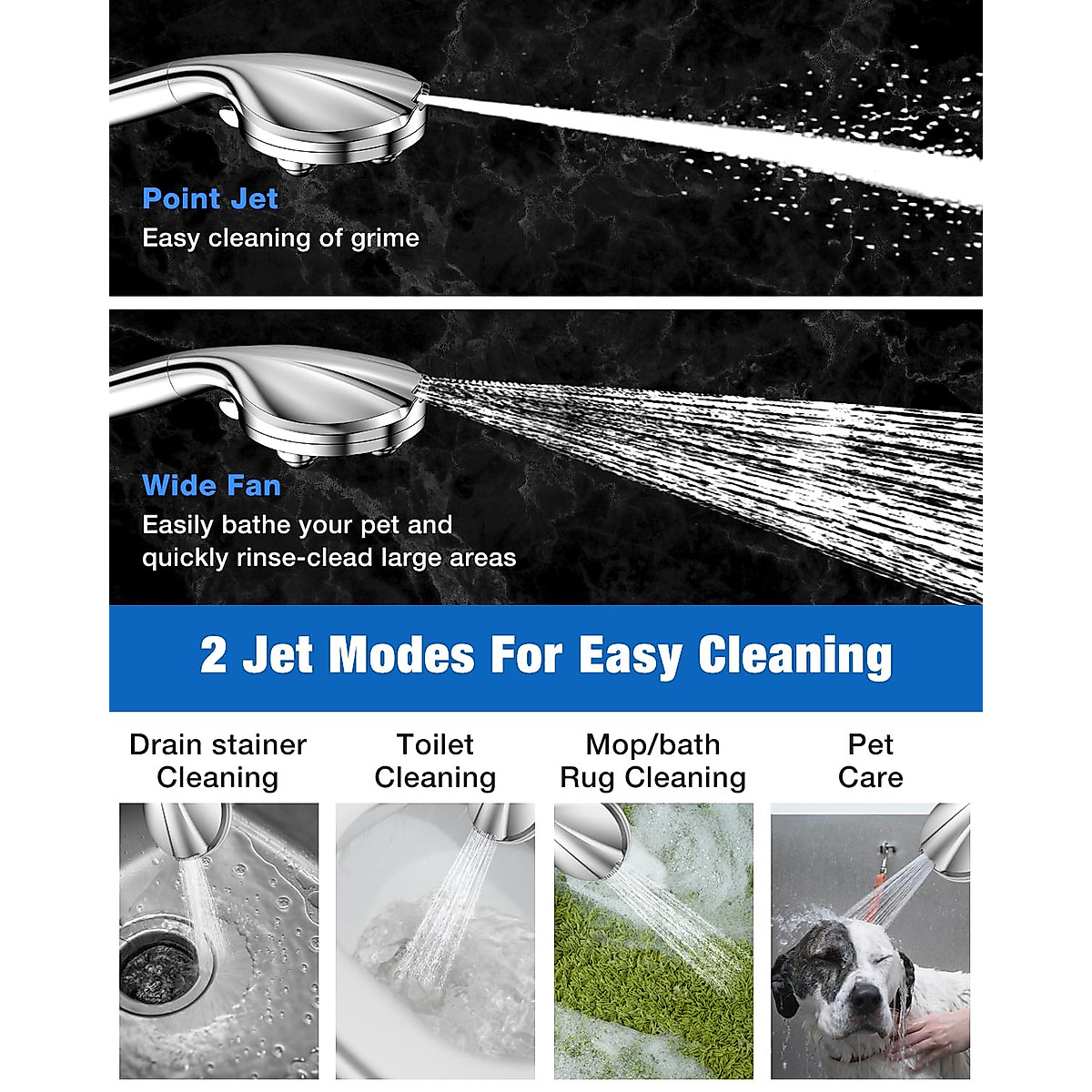 Surpzon Filtered Massage Shower Head with Handheld Spray Combo, 10 Modes High Pressure Shower Heads with 3 Massage Beads, Detachable Shower Head with 59" Hose & Replaceable Filters for Hard Water