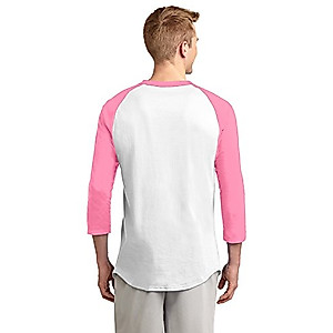 SPORT-TEK Colorblock Raglan Jersey. T200 White/Bright Pink 4XL