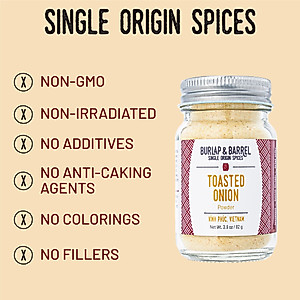 Burlap & Barrel Toasted Onion Powder – Rich, Savory-Sweet Flavor – Flavorful Onion Seasoning for Cooking – As Seen On Shark Tank - 2.9oz Glass Jar