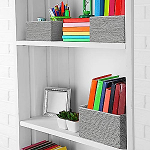 Sorbus Storage Baskets 4-Piece Set - Stackable Woven Basket Paper Rope Bin Boxes for Makeup, -Bathroom, Office Supplies, Bedroom, Closet (Gray)