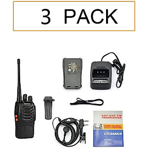 BAOFENG BF-888S 3 Pack Walkie Talkie Long Range for Adults with Earpieces Rechargeable Handheld Two Way Radio