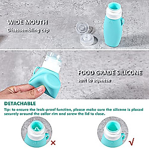 Webake 3oz Squeeze Salad Dressing Bottles with Cleaning Brush, 4 Pack Small Salad Dressing Container to Go