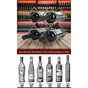 DreamiDeco Wine Rack Countertop Bottle Holder Freestanding Modern Shelf Cabinet Racks for Wine Bottles Wine Insert Storage Organizer for Pantry ,Wine Bar,Wine Decor (Silver)