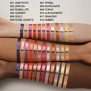 FOCALLURE Metallic Chameleon Liquid Lipstick, Glitter Lip Gloss, Shimmery Finish, Nonstick Cup Lip Makeup for Costume, Cosplay, Rave Festival, 06 ROSE QUARTZ