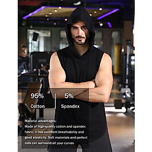 Men's Workout Hoody Tank Tops Athletic Training Bodybuilding Hoodie Shirts Cotton Gym Cut Off Sleeveless Muscle T-Shirt 05 Gray 2XL
