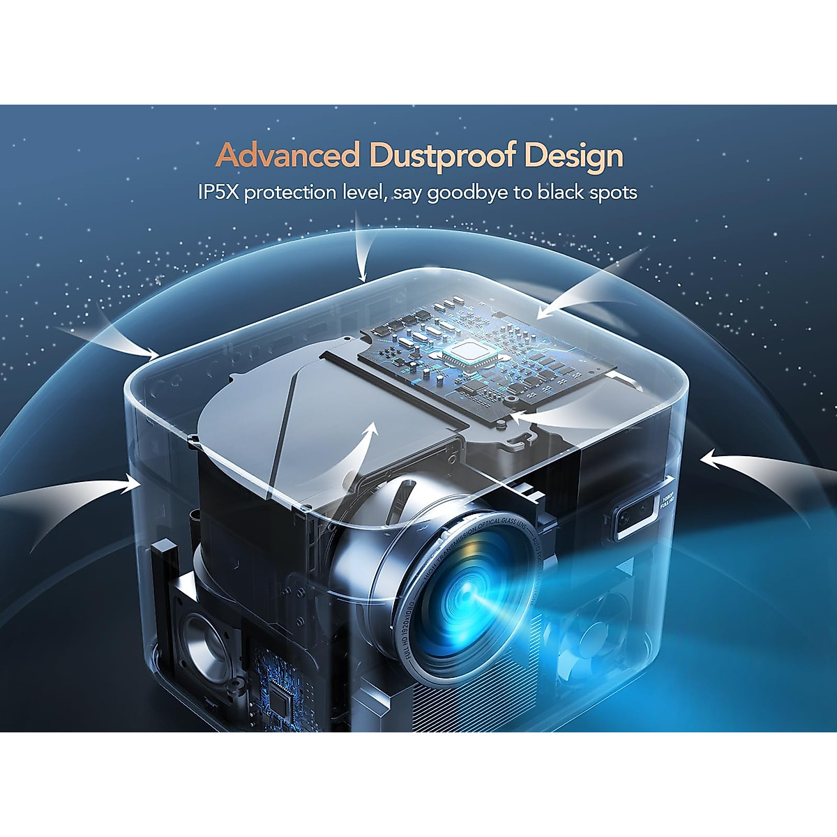 [Auto Focus/Keystone] TOPTRO X7 Android TV Projector with WiFi and Bluetooth, Smart Projector 4K Supported, 600 ANSI, Dust-proof, 50% Zoom, Outdoor Projector with Netflix/YouTube Built-in, 8000+ Apps