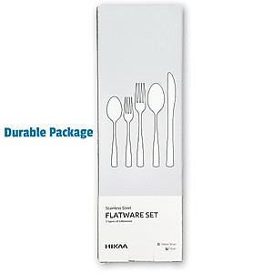 HIKAA 20PCS Silverware Set, Modern Flatware Set Service for 4, Cutlery Set for Home, Kitchen and Restaurant, Mirror Polished, Dishwasher Safe