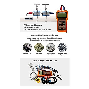 Flow Control Meter Food Grade Portable Digital Ultrasonic Liquid Flow Meter,Handheld Ultrasonic Flow Meter Tap Water Heat Meter Used in Petroleum,Food, Etc.