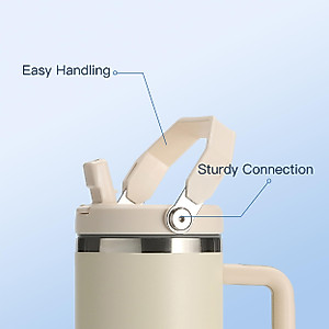 Marchoose 2 Pcs Tumbler Flip Straw Lid Replacement fit for 40 oz Stanley Quencher, Leak-Proof, Easy Handling, Perfect Fit, Winter White