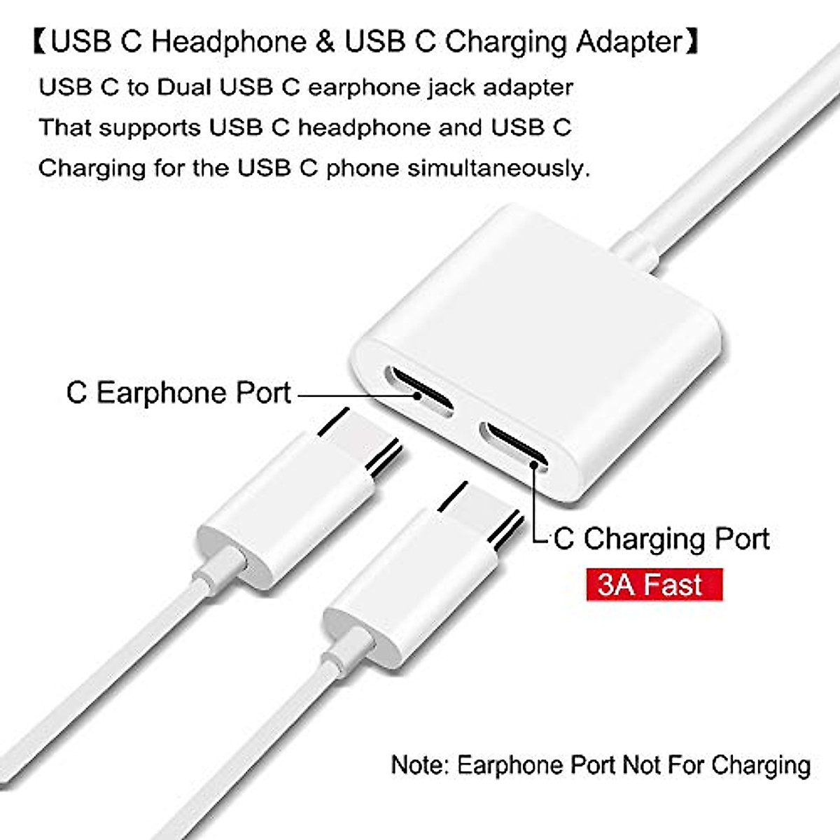 USB C Splitter, Dual USB C Audio and Charger Adapter Compatible with ipad Pro/Air 4,Samsung Galaxy Phone S21/S20/FE 5G/+/Ultra/Note 20/10+Plus,Google Pixel 4/3/2 XL