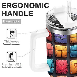 FOCIUZTA Cartoonish Pixel Art Tumbler with Lid, Travel Coffee Cup, Ideal for Easter, Gaming Enthusiast, Mother Day, and Birthday Gifts