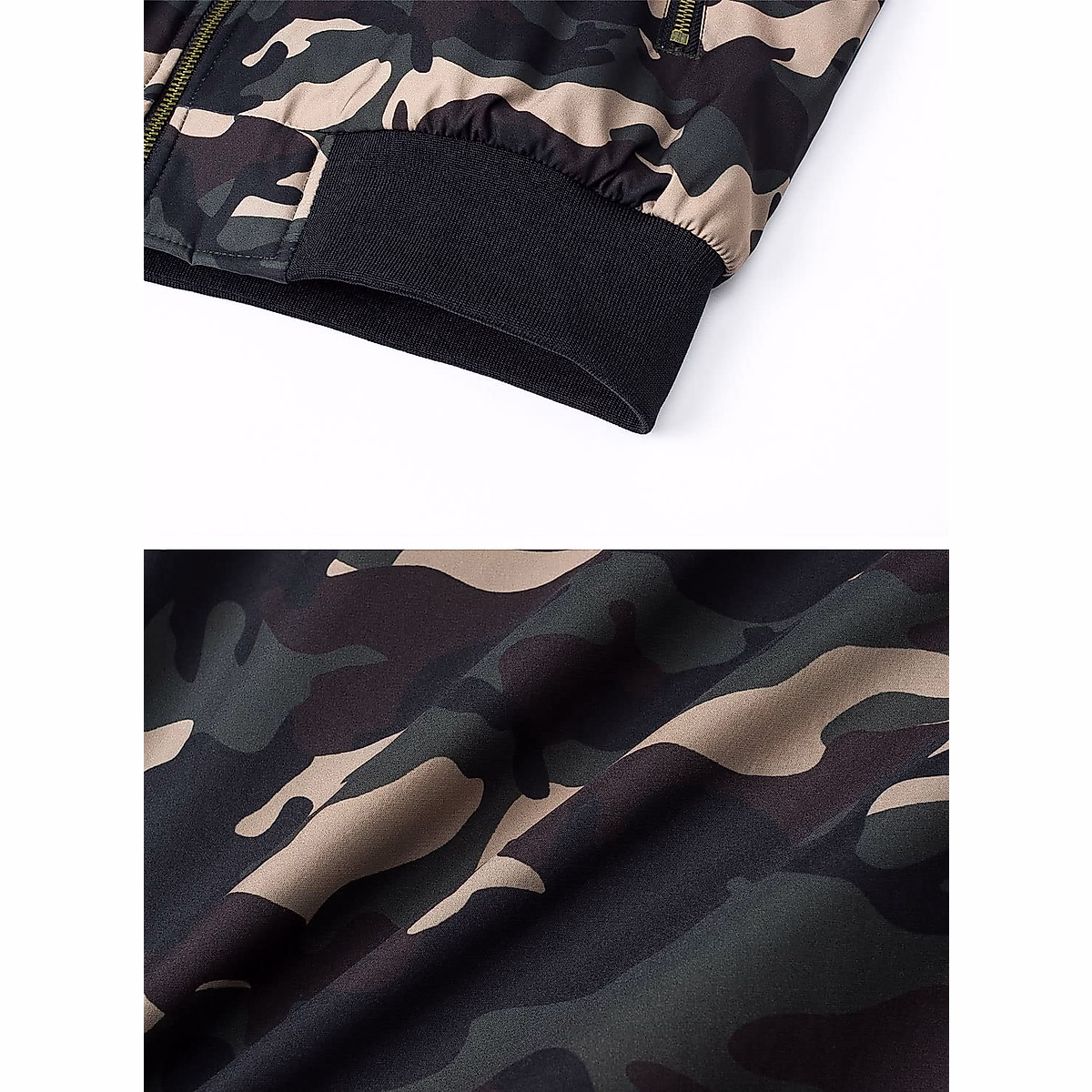 CRYSULLY Mens Jacket Midweight Bomber Sportswear Softshell Jacket Army Green Camo