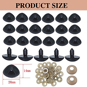 Bestartstore 50pcs 14x20mm Black Plastic Triangle Safety Nose Animal Nose with Washers for Bear Doll Puppet Plush Animal DIY Craft