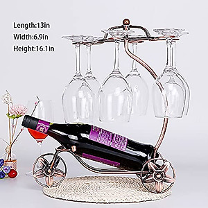 Cicodona Countertop Wine Glass Holder - Freestanding Tabletop Stemware Storage Rack Metal Glasses Display Rack Black with 6 Hooks-Perfect for Home Kitchen Decor & Kitchen Storage Rack