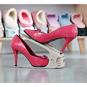 RISETEX Shoe Slots Organizer 20 Pack- Shoe Stacker - Increase Space by 200%,4 Levels Adjustable Double Layer Stackable Shoe Rack,Storage Shoe Organizer Holder for Closet Organization