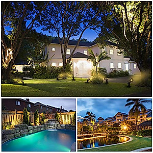 LED Landscape Lights with Connectors,12V Low Voltage, Warm White 3000K, 4W, 290LM, Outdoor Waterproof Garden Pathway Lights Wall Tree Flag Spotlights with Spike Stand, 4 Pack