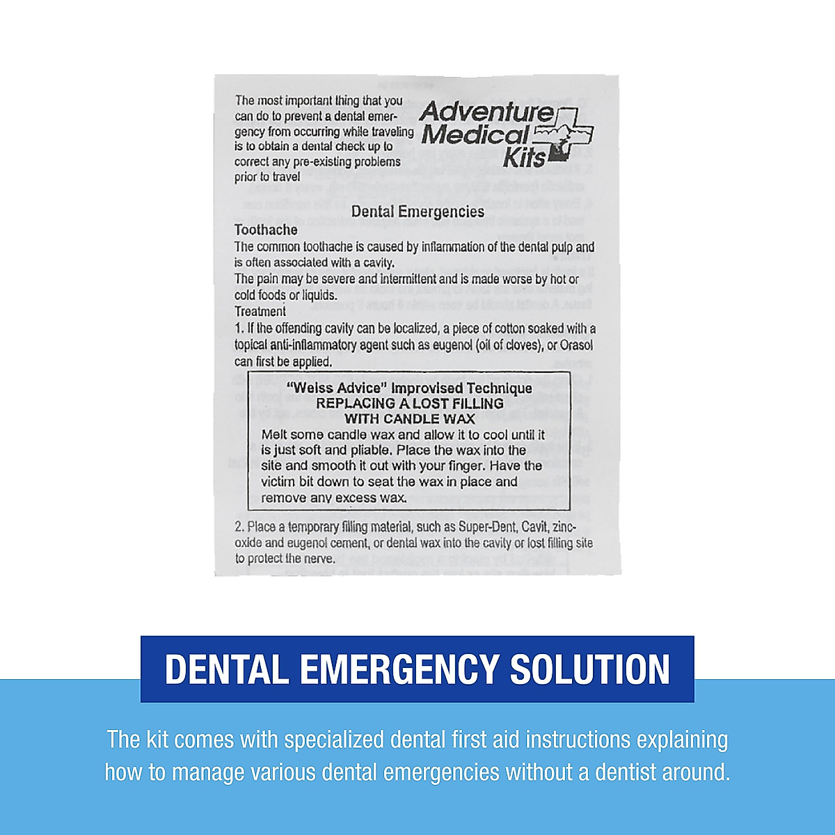Adventure Medical Kits Dental Medic Kit - Travel Dental Kit for Emergency Tooth Care - Includes Orasol Gel, Tural Tea, Temporary Cavity Filling & More