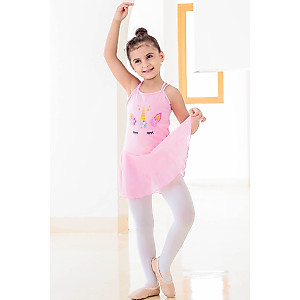 BAOHULU Girl's Skirted Leotards Camisole Cartoon Ballet Dance Tutu Dress B188_Pink_XL