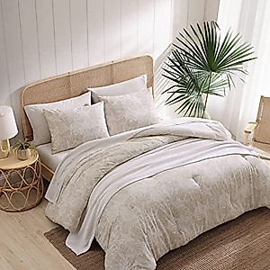 Tommy Bahama- Queen Duvet Cover Set, Reversible Cotton Bedding Set with Matching Shams, Tropical Home Décor (Costa Blanca Beige, Queen)