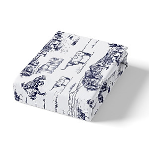 Western Cowboy Duvet Cover Set Queen Size,Sketch Highland Cow Horse Desert Bedding Set for Kids Boys Men Adult Room Decor,Southwest Rustic Farm Animals Comforter Cover Navy White Quilt Cover 3Pcs