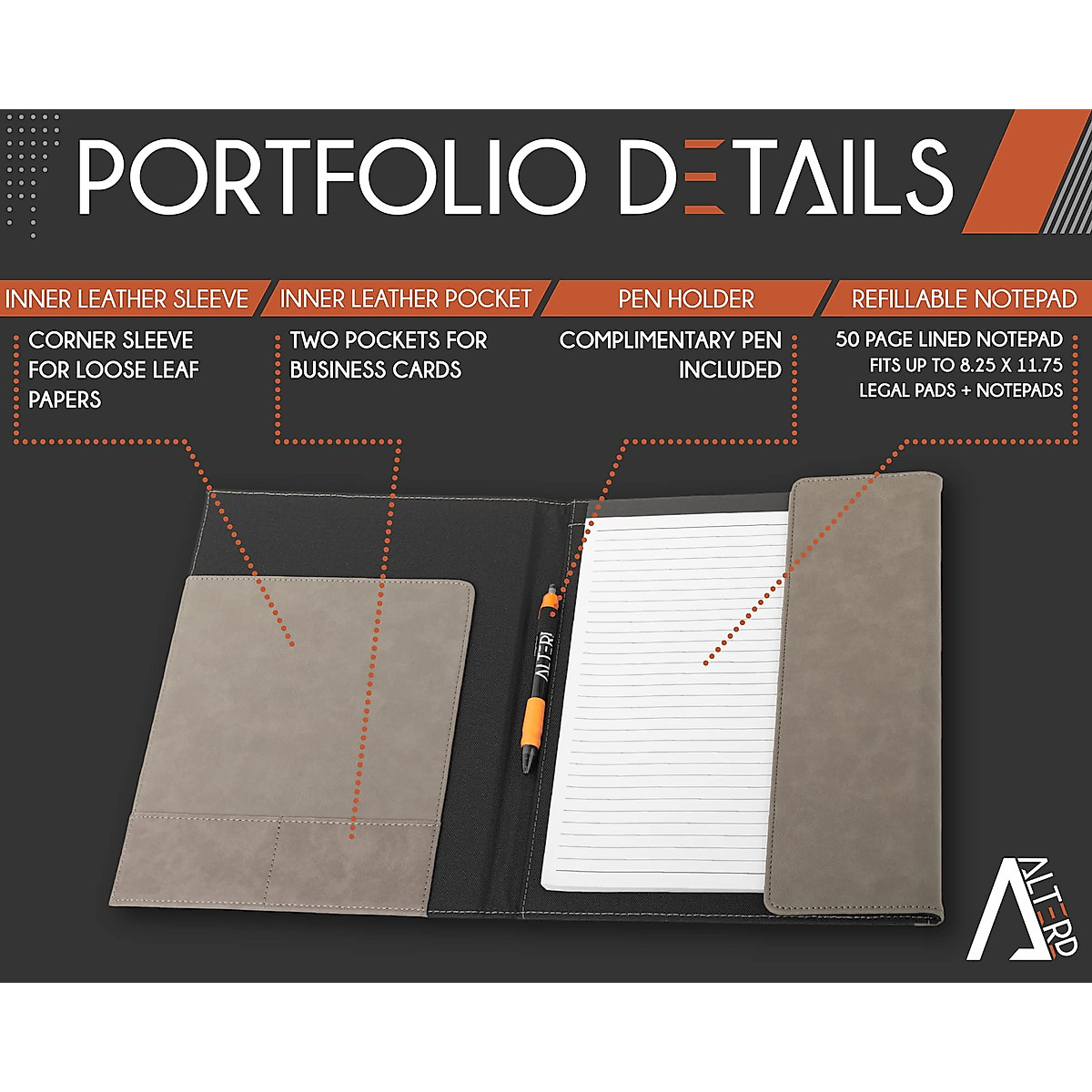 Alterd Industries California Highway Patrol - CHP State Trooper Gift, california highway patrol coffee Cup, Gifts for Officers Leather Portfolio Graduation (Black/Silver)