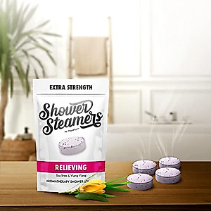FuzziFizz Shower Steamers Aromatherapy Essential Oil Scented Shower Bombs | Bath Shower Tablets | Spa Shower Steamer Pods | Stress Relief Self Care Gifts for Women, Relieving Bath Vapor (Pack of 8)