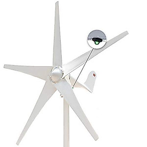Marsrock 400W Windmill 24V AC with Charging LED Small Wind Turbine Generator MPPT Controller for Wind Solar Hybrid System 2m/s Low Start Wind Speed with 5 Blades(5S-400H-24W)