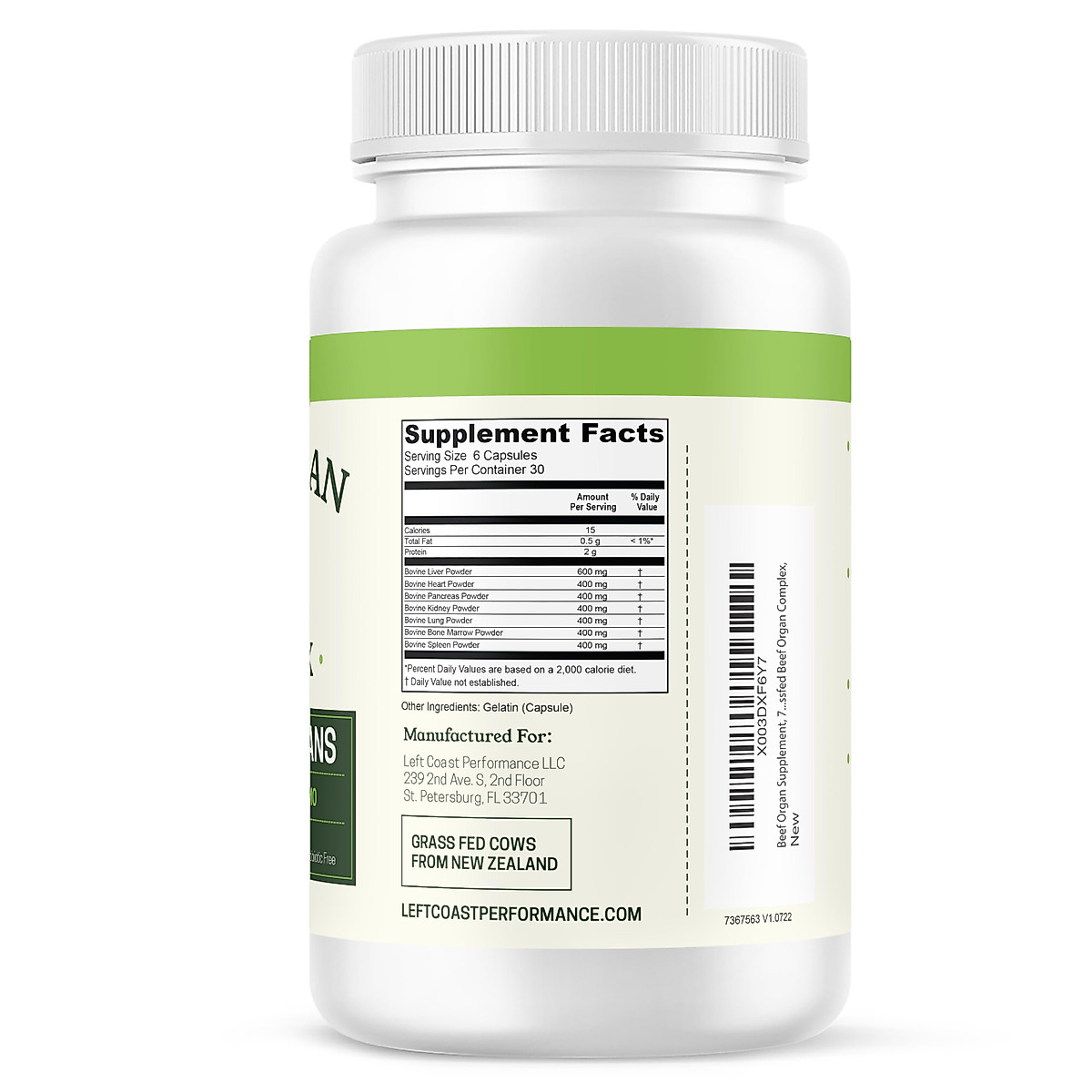 Beef Organ Supplement Grass Fed - 7 Beef Organs Complex from New Zealand - Liver, Heart, Pancreas, Kidney, Lung, Spleen, Bone Marrow - Non-GMO, No Fillers, Hormone & Antibiotic Free - Carnivore Diet