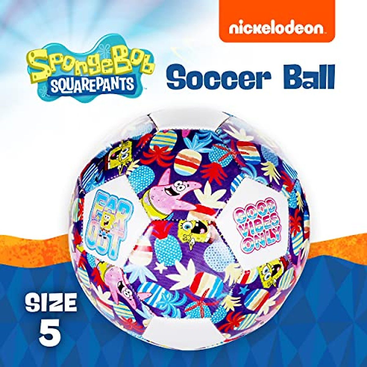 Capelli Sport Spongebob Squarepants Soccer Ball Size 5, Patrick Star and Pineapple Design Officially Licensed Futbol for Boys and Girls Soccer Players, Multi