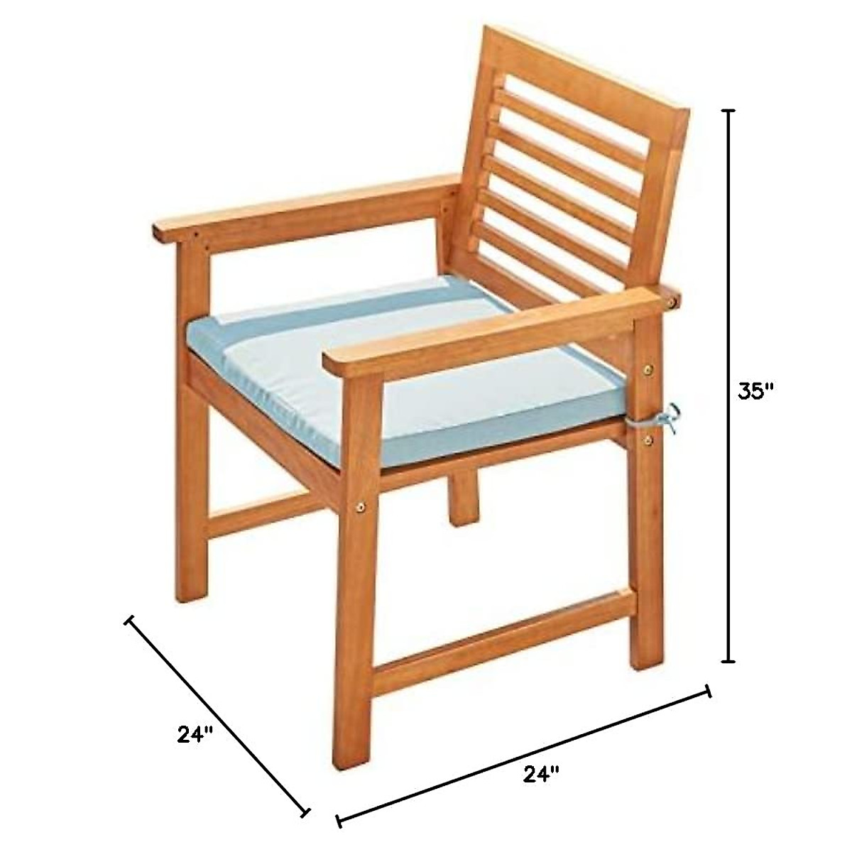 VIFAH V1952 Waimea Honey Slatted Patio Eucalyptus Wood Dining Armchair with Cushion