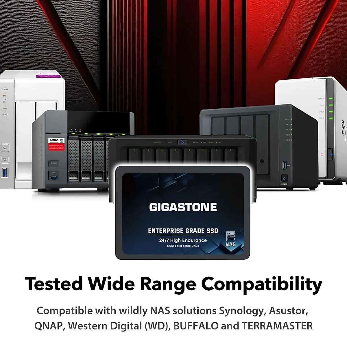 Gigastone Enterprise SSD 1TB NAS SSD Drive Cache (2-Pack) 24/7 Durable TLC High Endurance Business Server Data Center RAID Network Attached Storage 2.5" SATA Internal Solid State Hard Drives