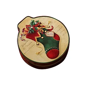 FRECI Christmas Theme Empty Tins Candy Box Candy Cookie Gift Storage Container Decorative Box for Xmas Party - Christmas Sock
