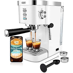 Gevi Coffee Servers 20 Bar High Pressure Espresso Machines, Expresso Coffee Machine with Milk Frother for Espresso, Latte Macchiato, Cuppuccino,1.2L Water Tank, 1350W