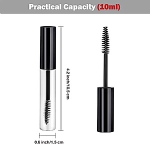 25 Pieces 10 ml Empty Mascara Tubes Wand Empty Eyelash Bottle Clear Refillable Mascara Container with 4 Pieces Funnels Transfer Pipettes for Castor Oil and DIY Cosmetics
