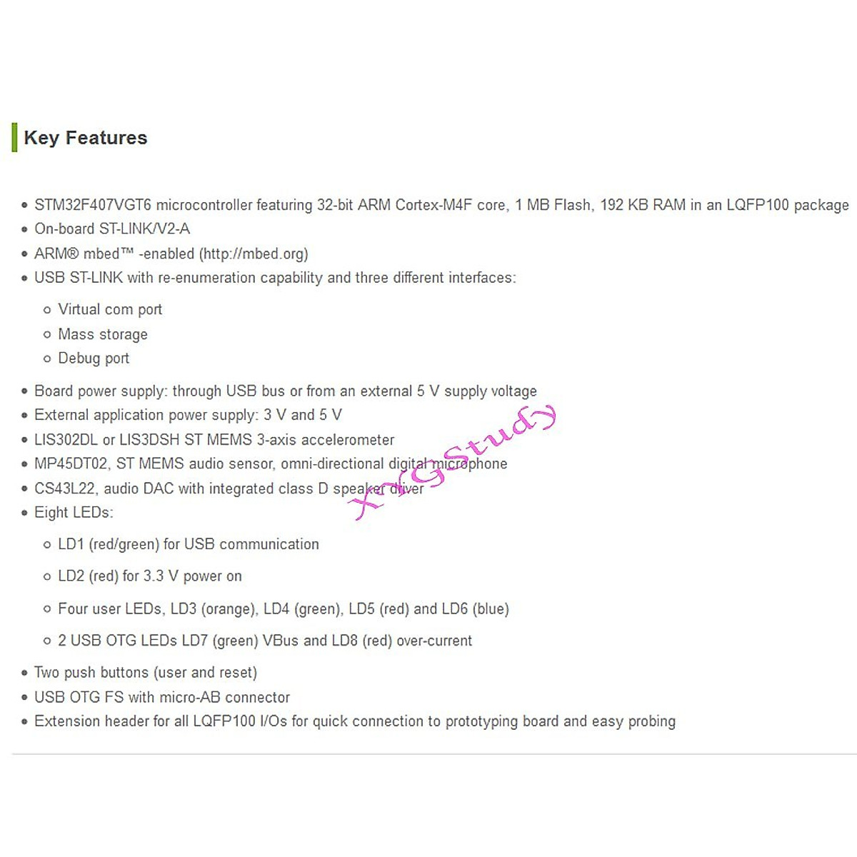 Gsinnerlink STM32F4DISCOVERY STM32F407G-DISC1 ST STM32 STM32F4 STM32F407 MCU Discovery ARM Cortex