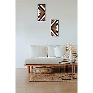 Southwestern Aztec Wall Decor, Native American Wood Wall Art Print Navajo Tribal Western Modern Boho For Home Living Room Bedroom Bohemian Geometric Diamond Frames Hanging Farmhouse Style Decorations (2 Rectangular Brown)