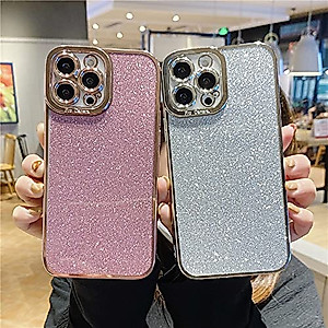 Fycyko Compatible with iPhone 11 Pro Case Glitter Luxury Cute Flexible Plating Cover Camera Protection Shockproof Phone Case for Women Girl Men Design for iPhone 11 Pro 5.8'' Pink