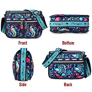 Oudduo Women Lady Shoulder Handbag Phoenix Nylon Casual Fashion Shoulder Bag Waterproof Travel Crossbody Bag Multiple Compartments (Birds)