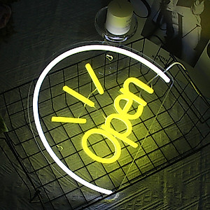 Neon Open Sign Ultra Bright USB Powered for Business, LED Open Neon Sign Dimmable for Store Restaurant Office Window Storefront Small 9.9 * 12 Inches