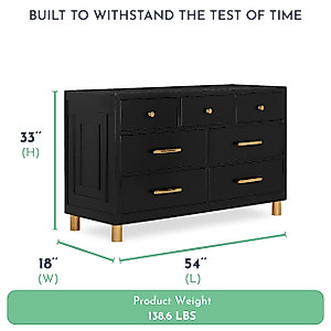 Evolur Loft Art Deco Double Dresser, Black, 54.00″ L x 18.00″ W x 33.00″ H