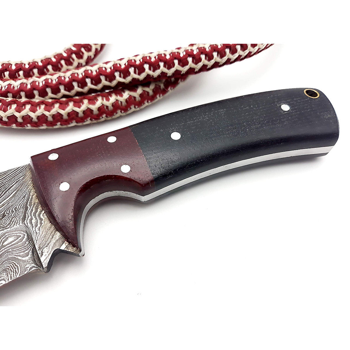 Nooraki SK-63 Handmade Damascus Hunting Knife 8.5 inches Full Tang Blade with Leather Sheath Skinner Knife, Camel Bone Handle