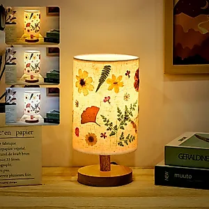 Hortsun Pressed Floral Lamp Bedside Vintage Flower Desk Lamp for Bedroom Living Room, Dorm, Home, Office Decor(1 Pcs,Modern Style)