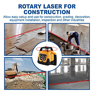 Iglobalbuy Self Leveling Rotary Laser Level System Kit with Surveying Tripod + Aluminum Grade Rod 16.4Ft, Red Beam Automatic Self-leveling Transit Laser Level Grading Rotating Lasers for Construction