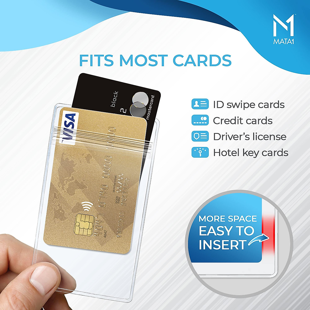 Mata1-USA Extra-Thick Vertical ID Name Badge Holder (Clear, 2.25x3.5 Inch, 250 Pack), Plastic Nametag Card Holders with Zipper