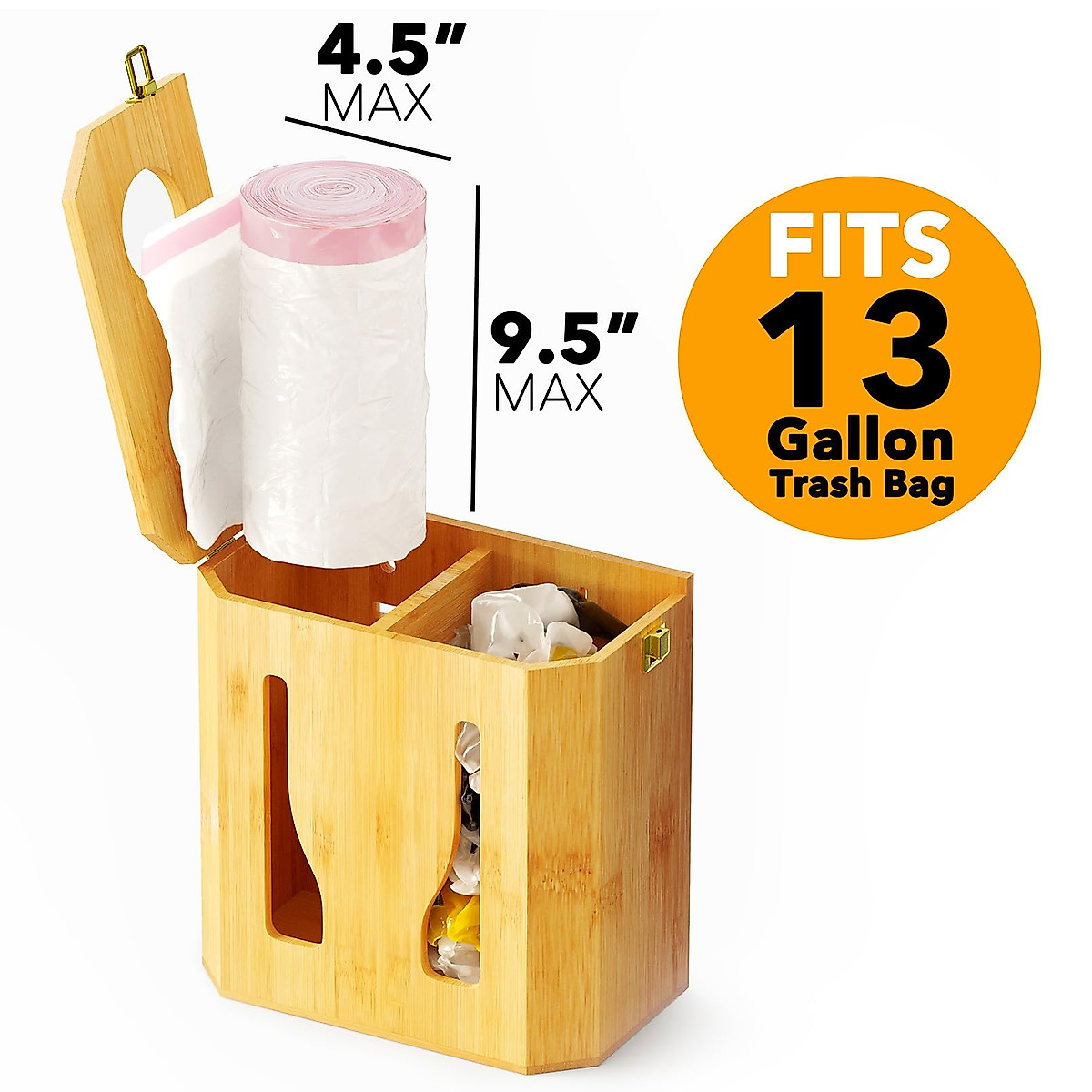 SpaceAid Grocery Bag Holder & Trash Bag Dispenser, Bamboo 2 in 1 Garbage Bag Roll Holders Organizer for Plastic Bags, Under Sink Organizers and Storage for Kitchen Organization (Bamboo)