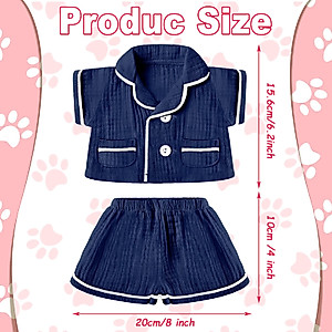 2 Sets Bear Clothes Stuffed Animal Clothes Bear Accessories Pink and Blue Bear Pajamas Clothes Double Layer Muslin Short Sleeve Top and Bottom Pajamas Fits Most 14-18 Inch Bears