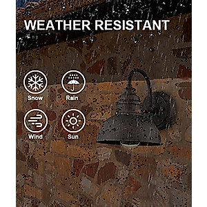 DIRYZON EUL Rustic Gooseneck Wall Sconce Outdoor/Indoor Farmhouse Porch Light 1-Light Barn Bedside Wall Light in Antique Copper Finish for Patio Front Door