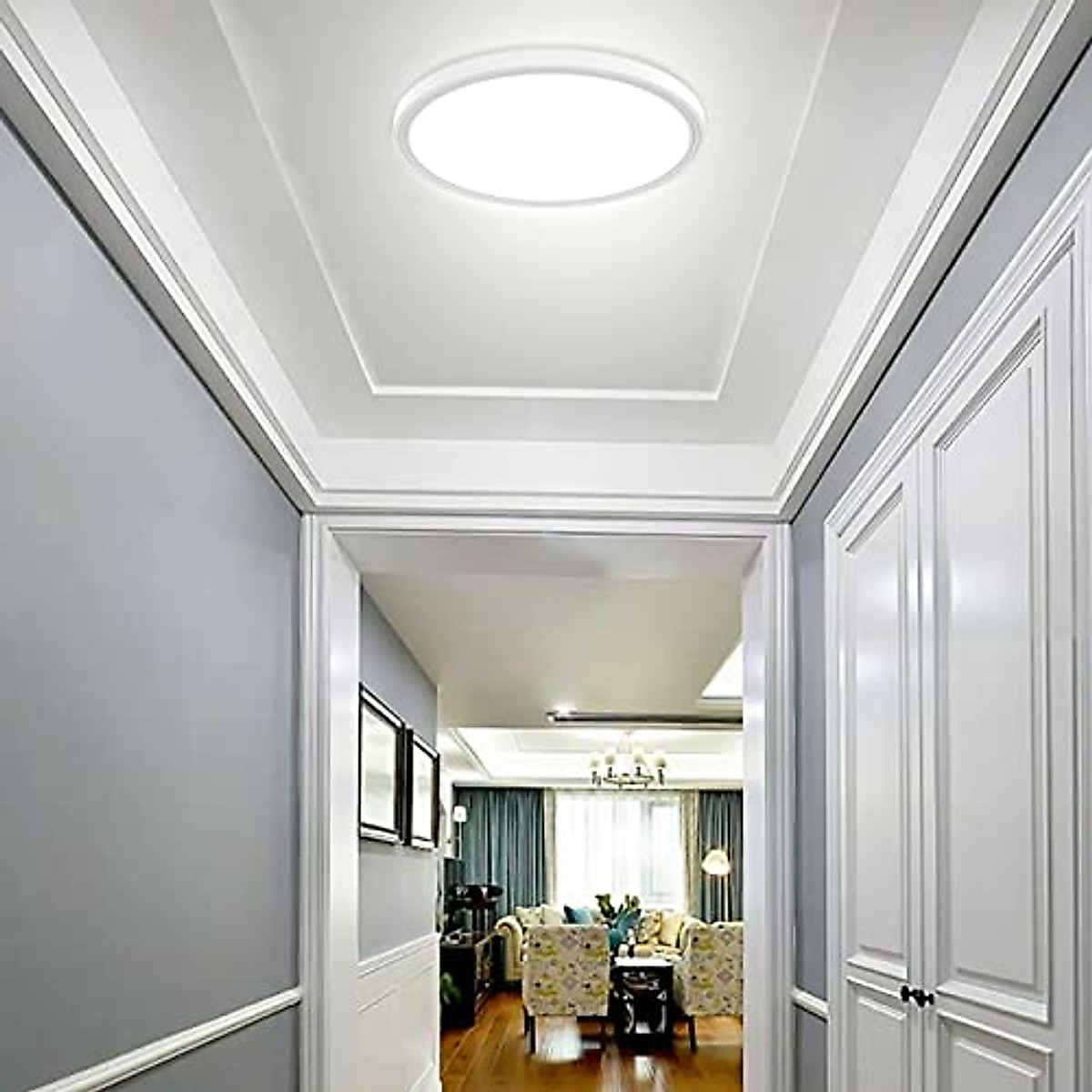 5Pack 9Inch Flush Mount Ceiling Light White,18 Watt 5000K LED Ceiling Light Fixture, Ultra Slim Close to Ceiling Light Fixture, Round Flat Low Profile Ceiling Lamp For Kitchen Bedroom Basement Hallway