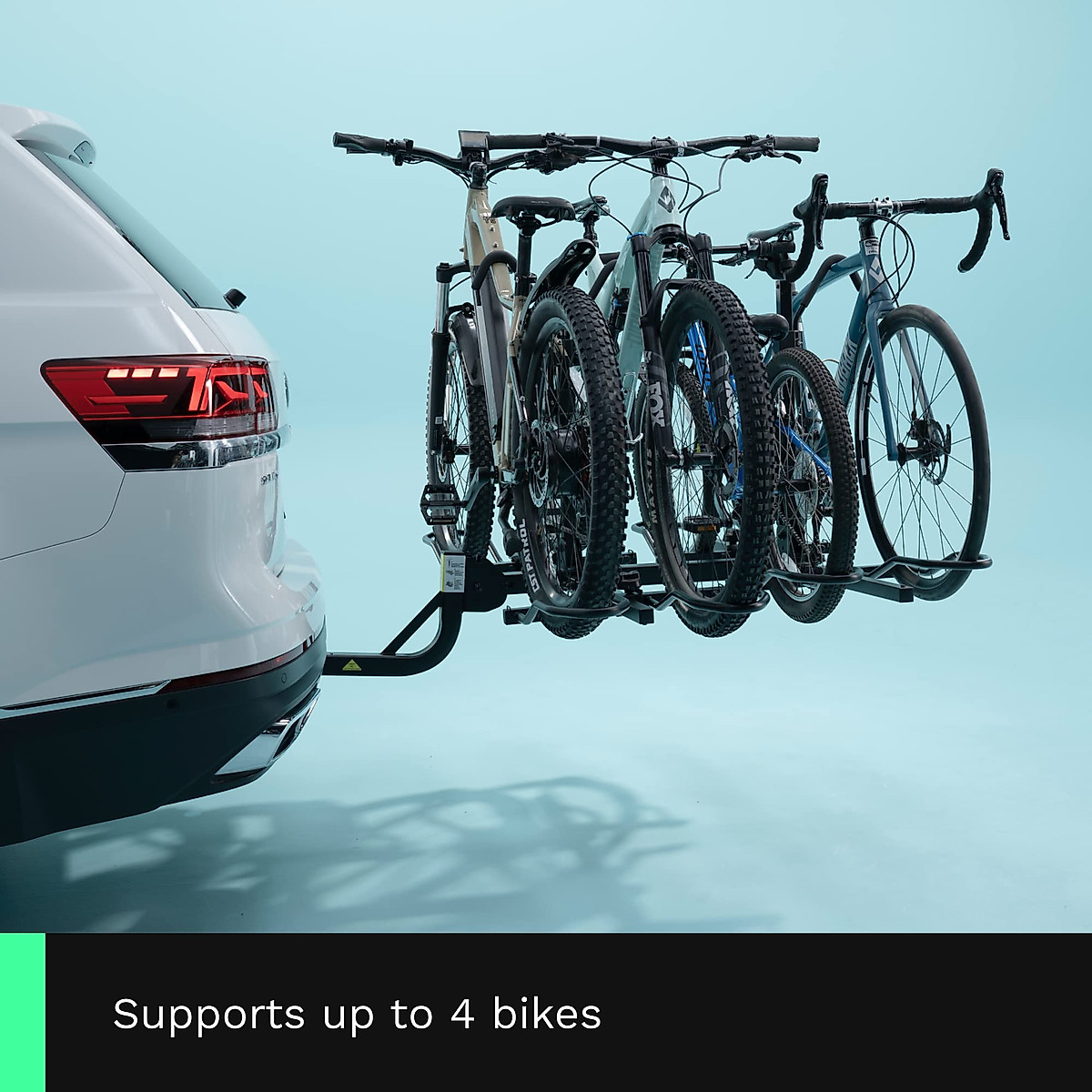 KAC Bike Rack for Car, SUV, Hatchback Mount - 2" Anti-Wobble Rachet Hitch for 4 Bikes - Heavy Duty Bicycle Carrier, Easy to Assemble/Install - Tire & Frame Stramps Included